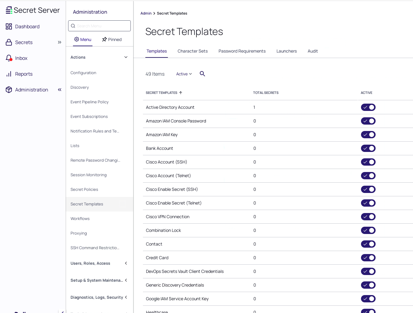 Secret Templates - Secret Server